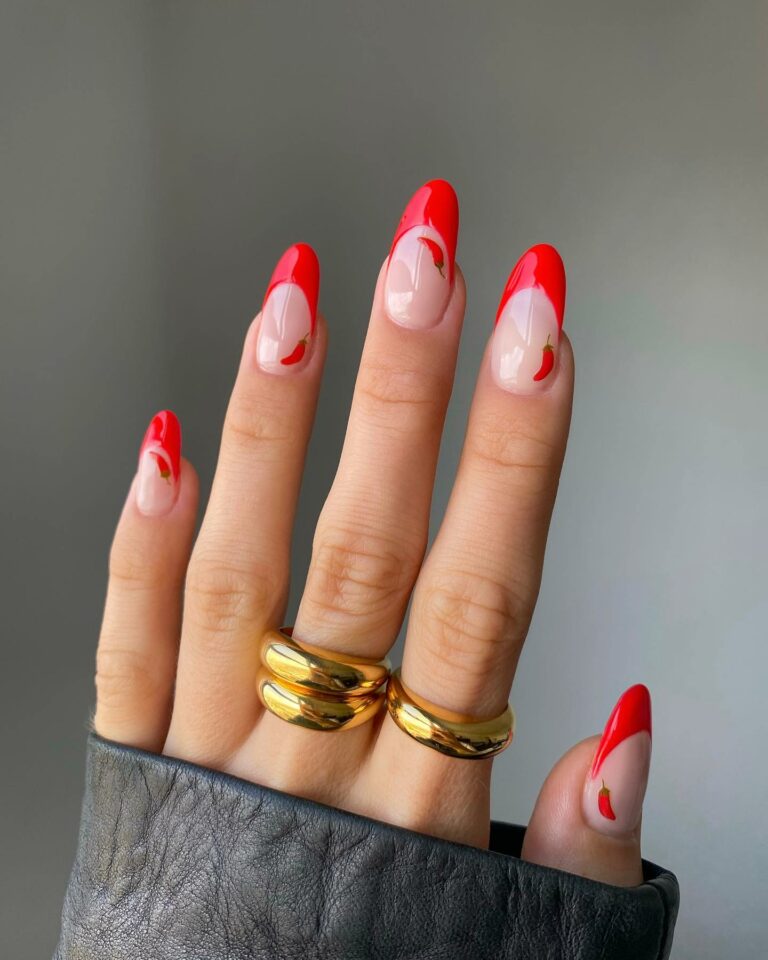 Explore 40 Red French Tip Nail Designs for 2024