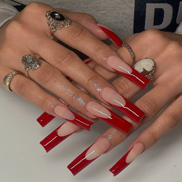 Explore 34 Red Acrylic Nail Designs To Try in 2024