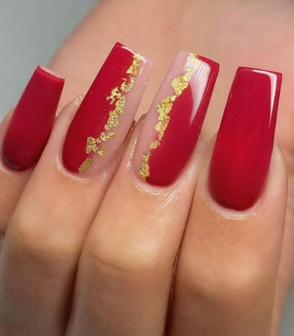 34 Latest Red and Gold Nail Designs To Try In 2024!