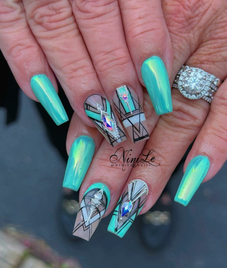 Dive into 60 Turquoise Nail Designs of 2024