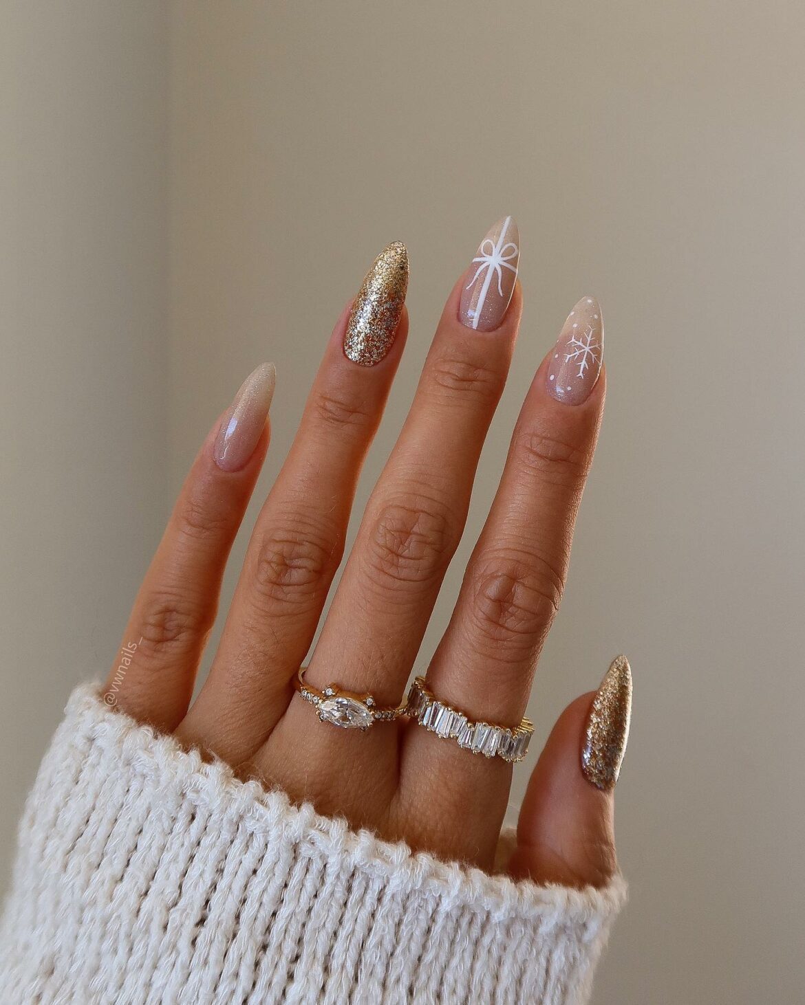 Sparkle and Shine with 33 Glitter Christmas Nail Ideas in 2024