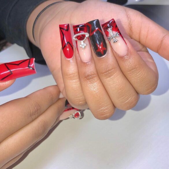 Explore 34 Red Acrylic Nail Designs To Try In 2024