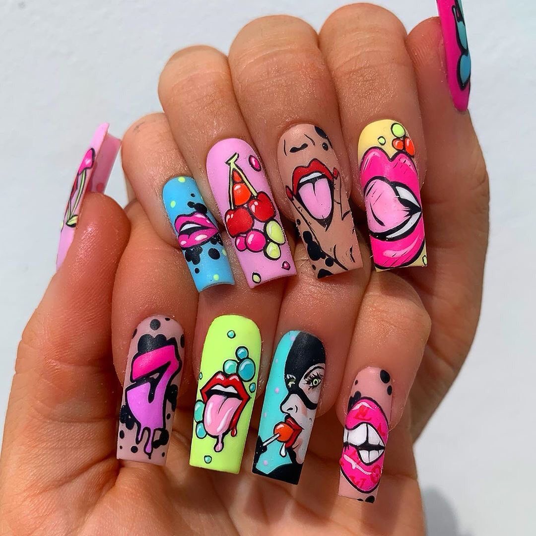 44 Latest Pop Art Nail Designs To Try In 2023! - alexie
