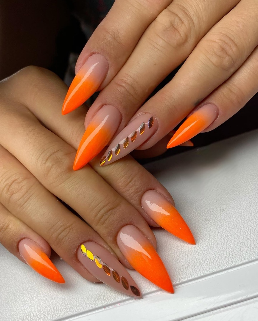 30 Latest Orange Ombre Nail Designs To Try In 2024!