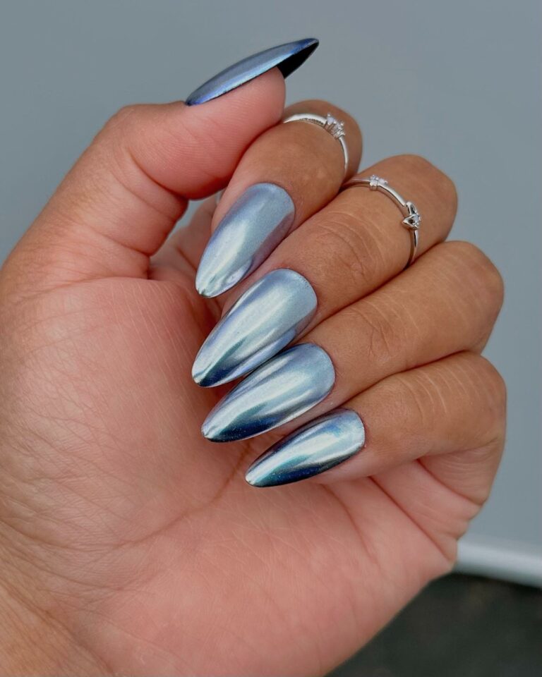22 Latest Blue Chrome Nail Ideas To Try In 2024!