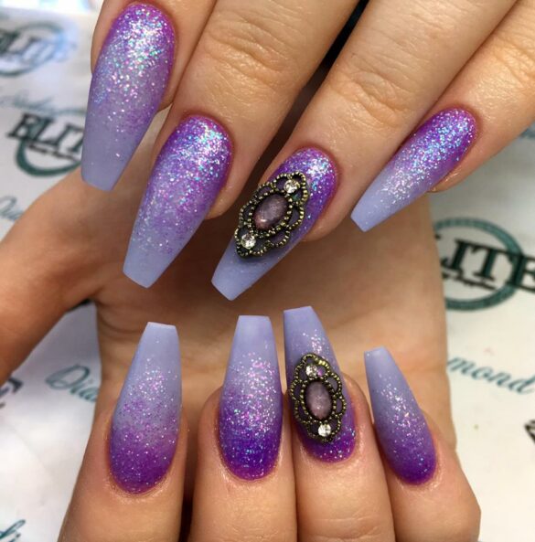 Explore 30 Purple Coffin Nail Designs in 2024