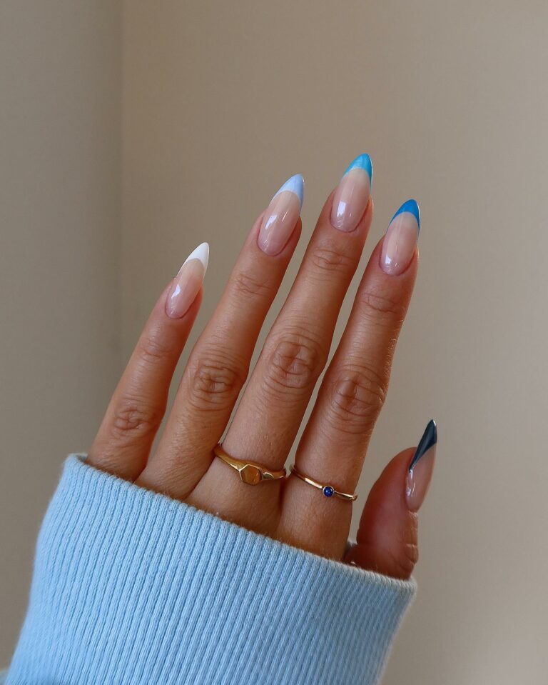 30 Blue French Tip Nail Ideas To Try In 2024!