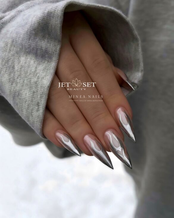 20 Latest Silver French Nail Ideas To Try In 2024!